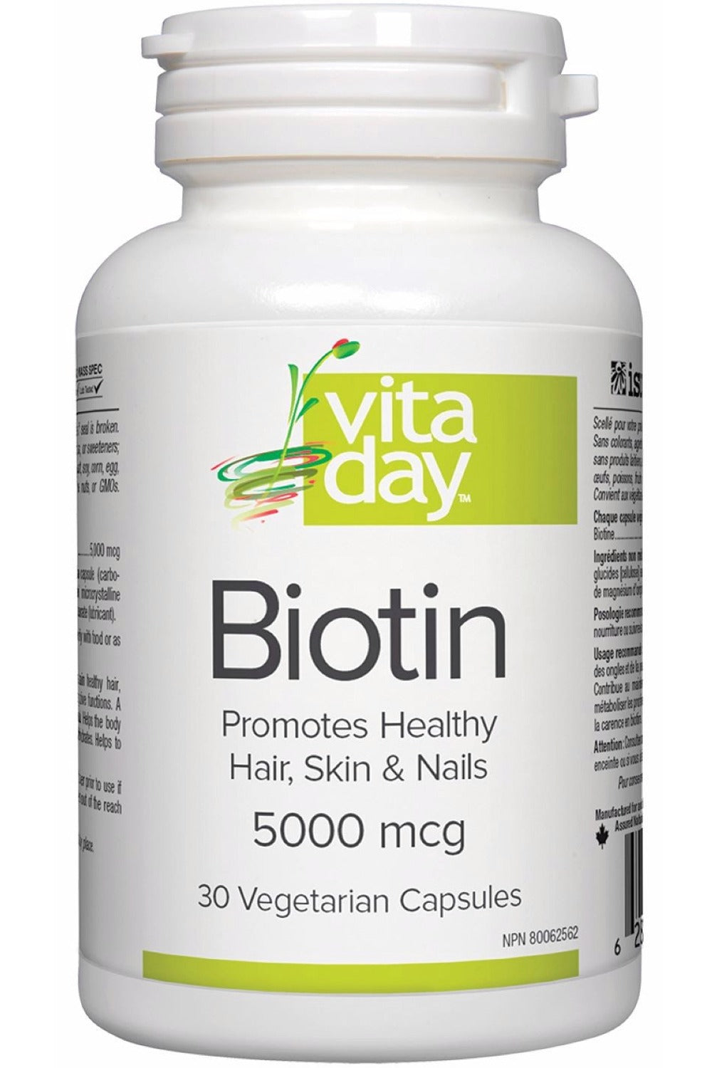 VITADAY Biotin 5000 mcg (30 veg caps) – Down to Earth Natural Foods
